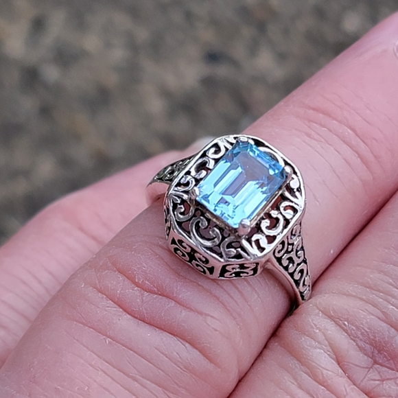 Avon | Jewelry | Vintage Sterling Silver Aquamarine Ring | Poshmark